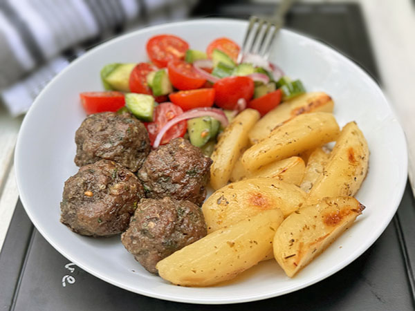 Greek Meatballs & Potato Bowls Recipe with Easy Salad ...