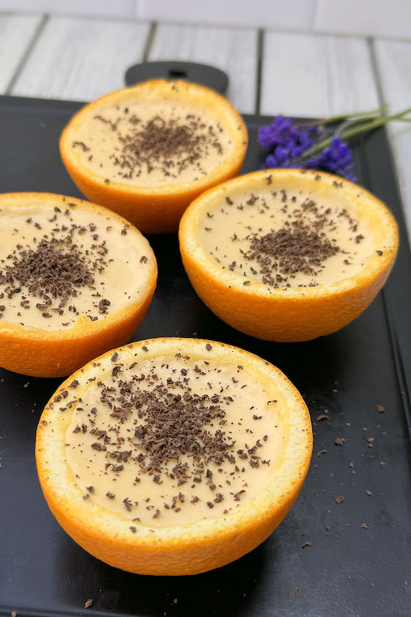 Orange Custard Dessert Cups with Chocolate Touch | Mydeliciousmeals.com